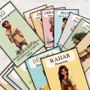 100 Bible Character Educational Cards IN SPANISH, Activity for Kids ...