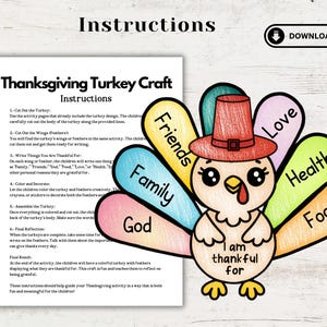 Thankful Turkey Craft for Kids, Thanksgiving Activity, Gratitude ...