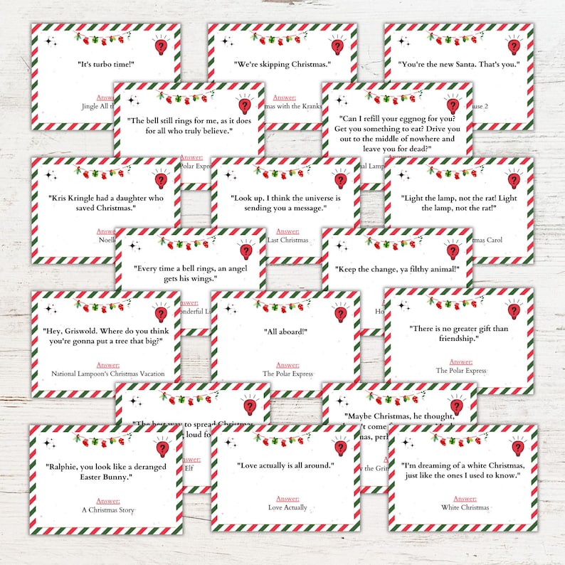 Christmas Name That Movie Game Printable Christmas Movie Game Christmas ...