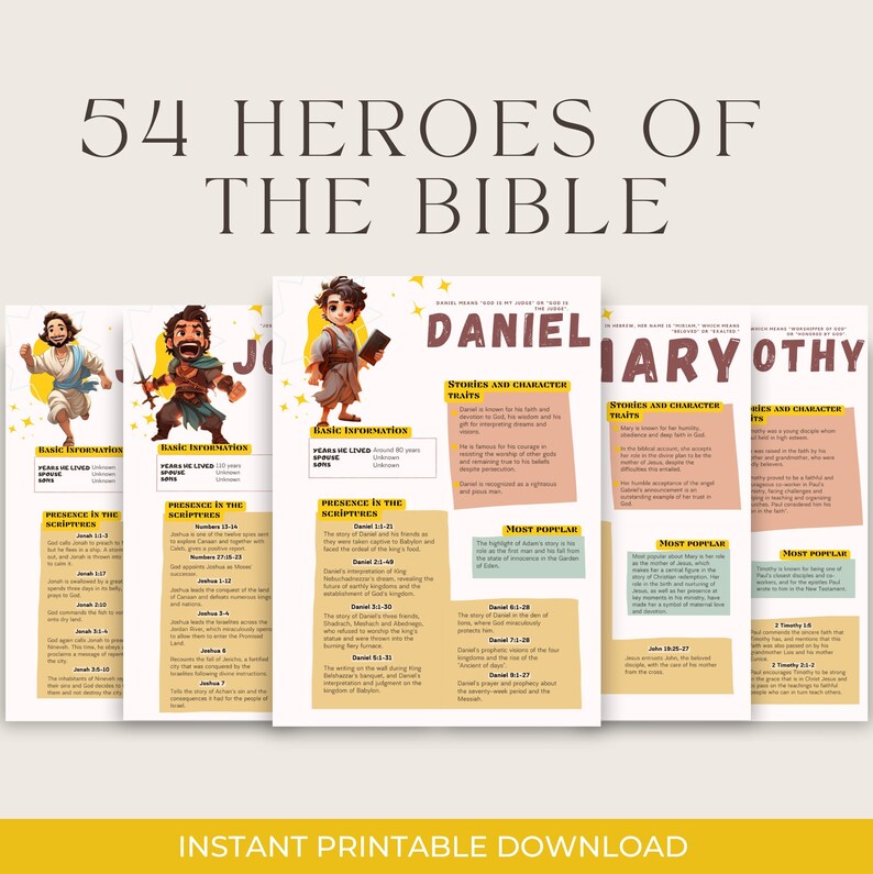 Bible Characters 4-in-1 Kit: "coloring Book, Bible Study, Memory Game ...