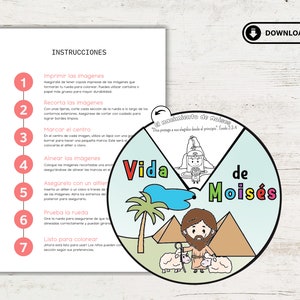 Story of Moses Coloring Wheel SPANISH, Bible Coloring Wheel, Printable ...