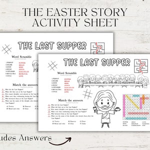 The Last Supper Story Activities, Holy Week Activities for Kids, Bible ...