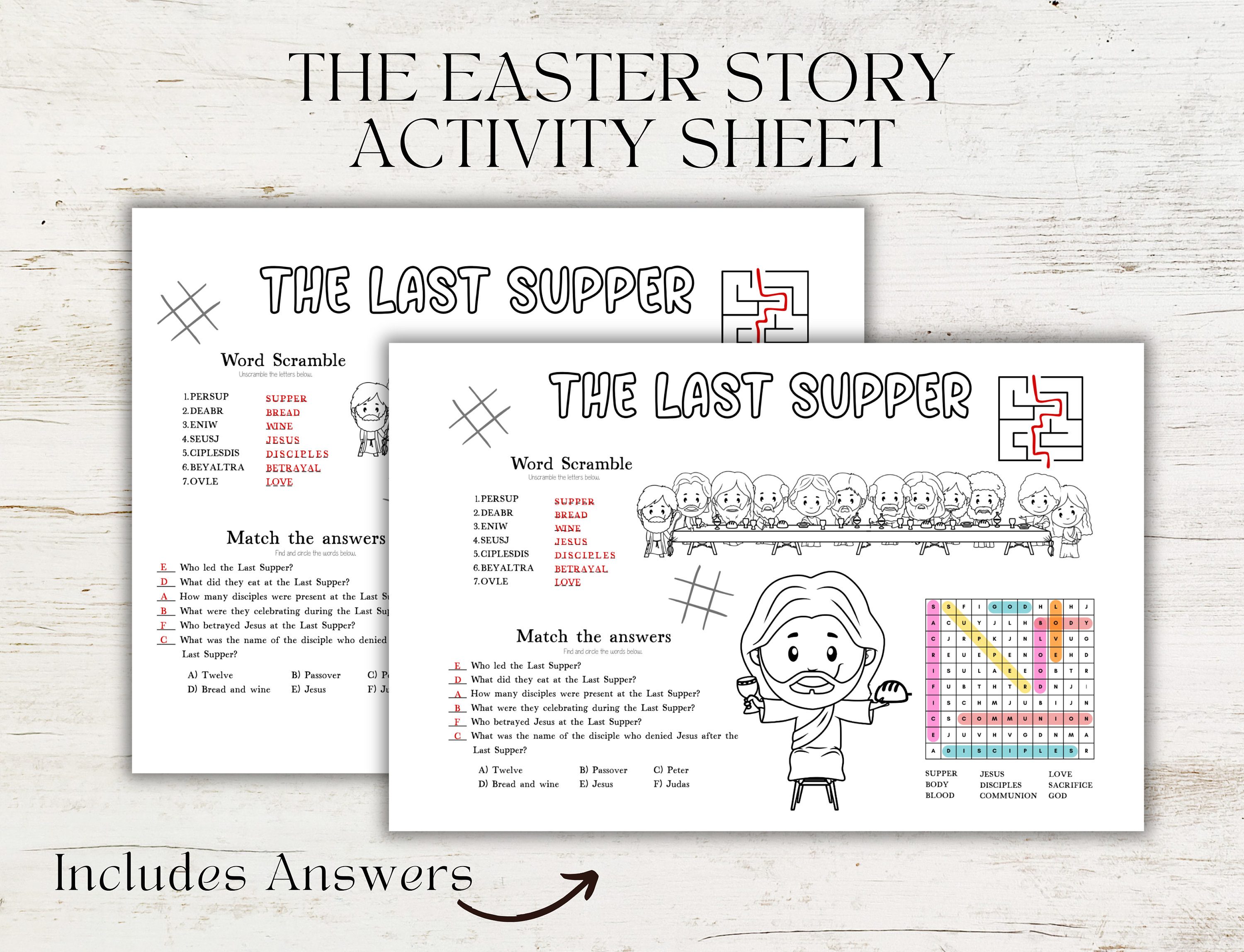 The Last Supper Story Activities, Holy Week Activities for Kids, Bible ...