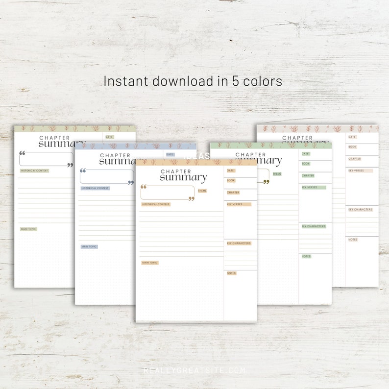 Printable Bible Chapter Summary Template: Organize Your Bible Study ...