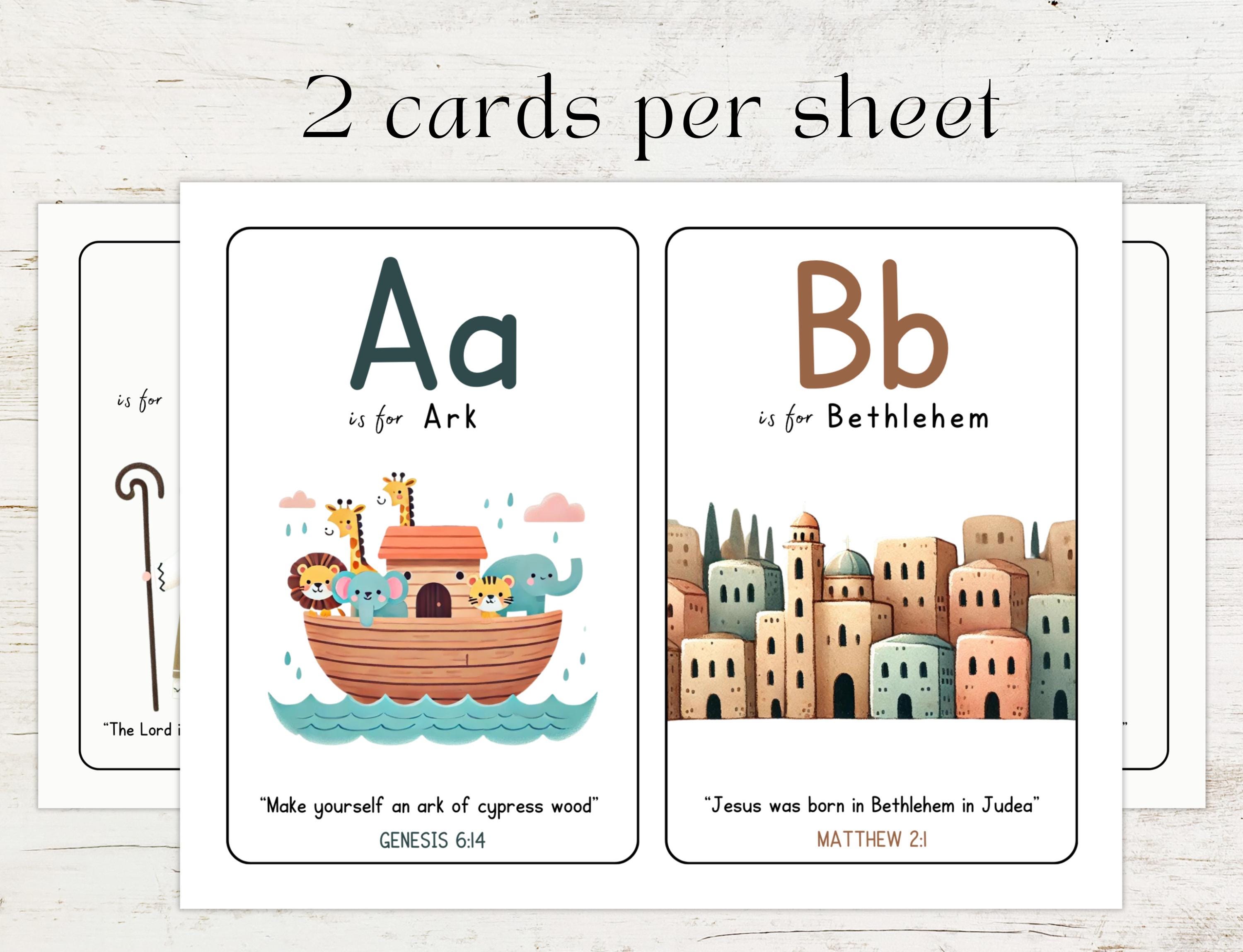 ABC Bible Scripture Flash Cards | Christian Alphabet Card Set | Kids ...