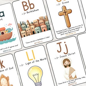 ABC Bible Scripture Flash Cards | Christian Alphabet Card Set | Kids ...