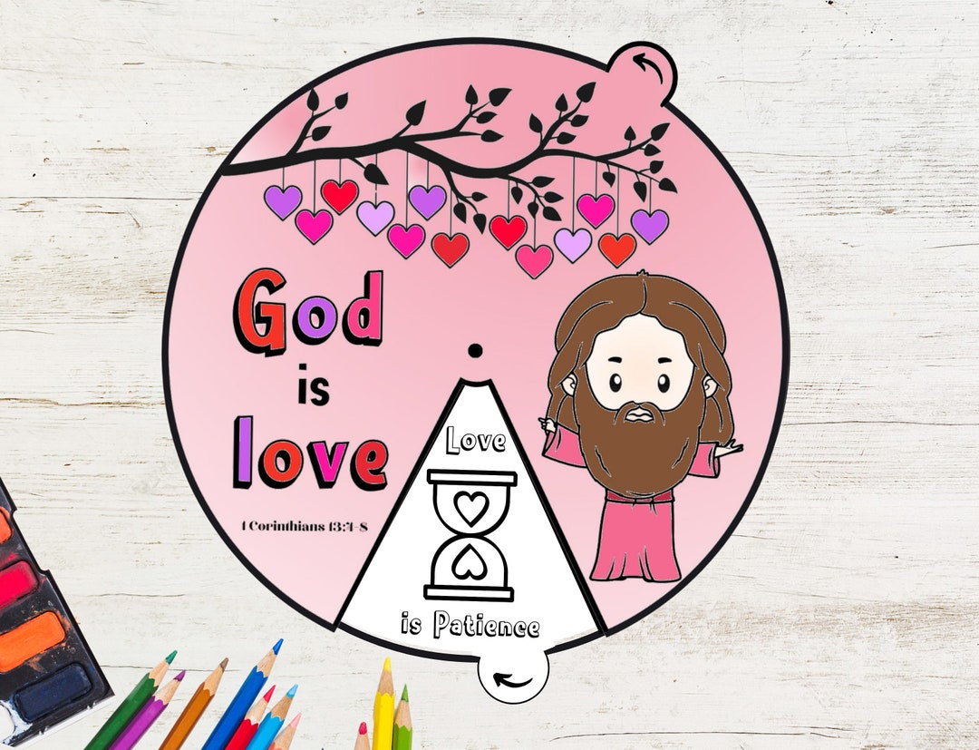 God is Love Coloring Wheel | Bible Story Wheel | 1 Corinthians 13 ...