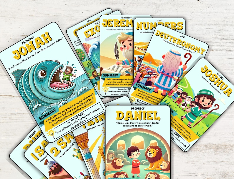 66 Bible Book Educational Cards, Activity for Kids, Christian Education ...