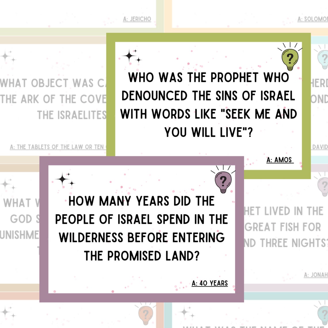 120 Bible Trivia Cards Bible Trivia Questions Printable Bible Trivia ...