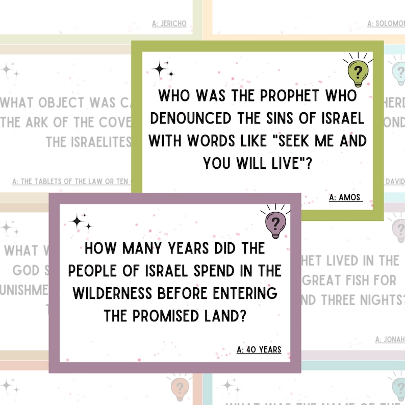 120 Bible Trivia Cards | Bible Trivia Questions | Printable Bible ...