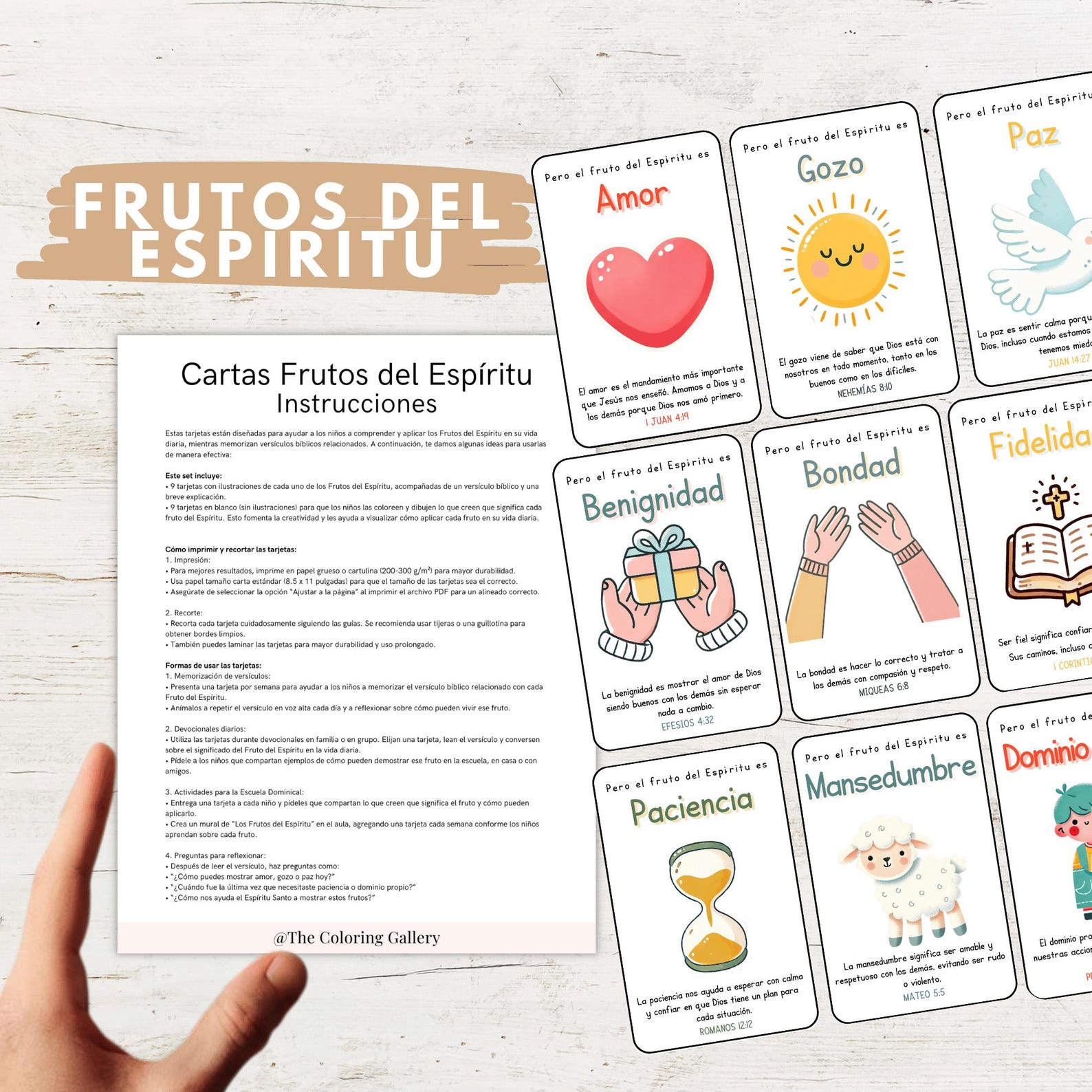 Tarjetas de Frutos del Espíritu - EN ESPAÑOL / Actividad cristiana para ...