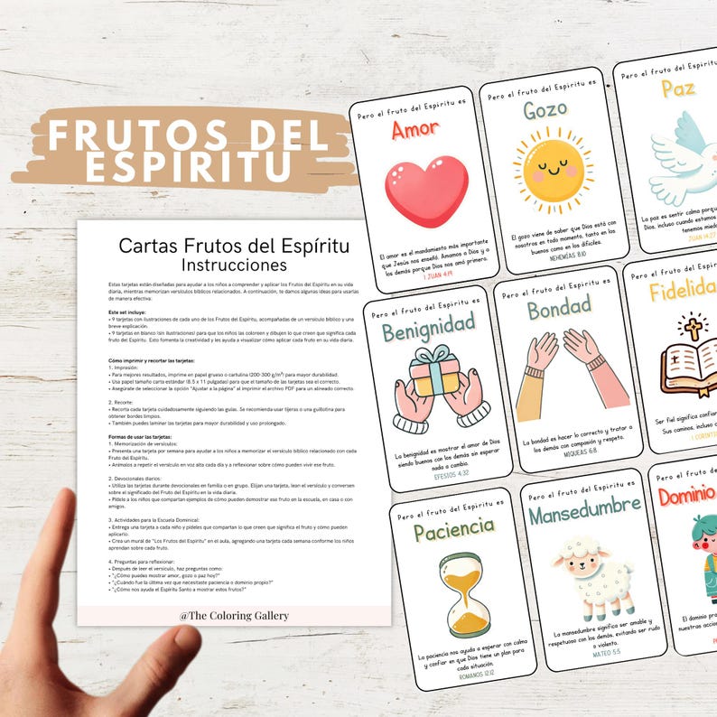 Fruits of the Spirit Cards - IN SPANISH | Christian Activity for Kids ...