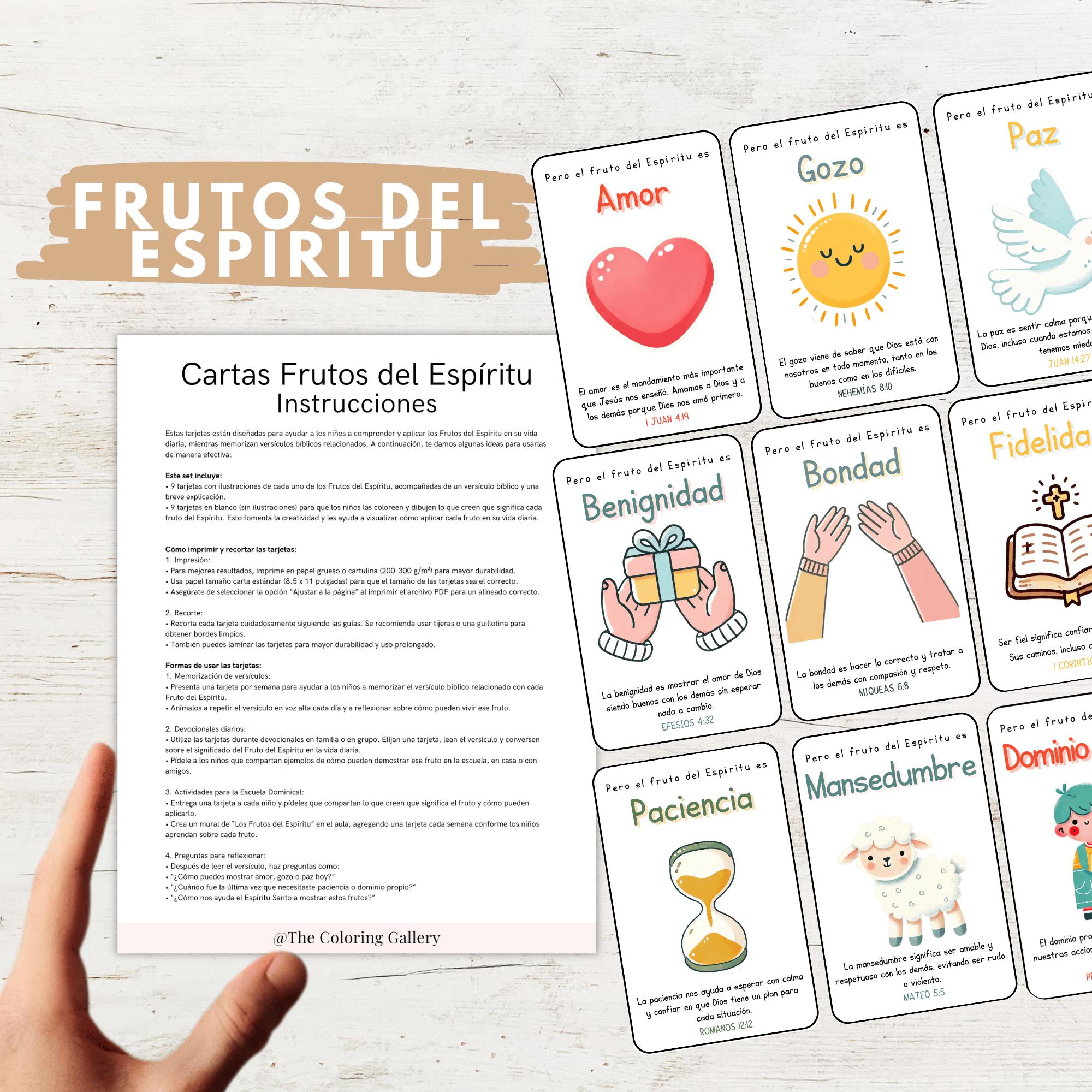 Fruits of the Spirit Cards - IN SPANISH | Christian Activity for Kids ...