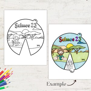Psalm 23 Coloring Wheel IN SPANISH, Jesus Coloring Wheel, Printable ...