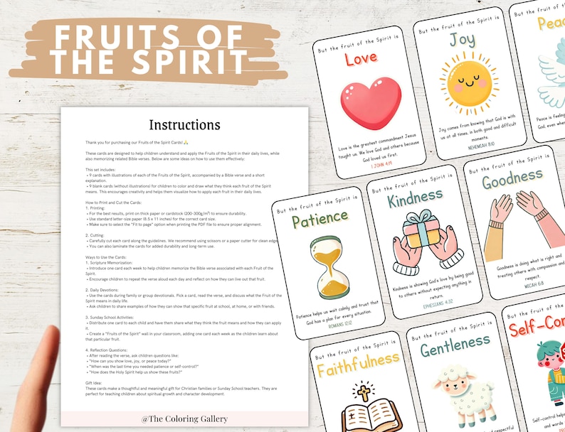 Fruits of the Spirit Cards | Christian Activity for Kids | Bible ...