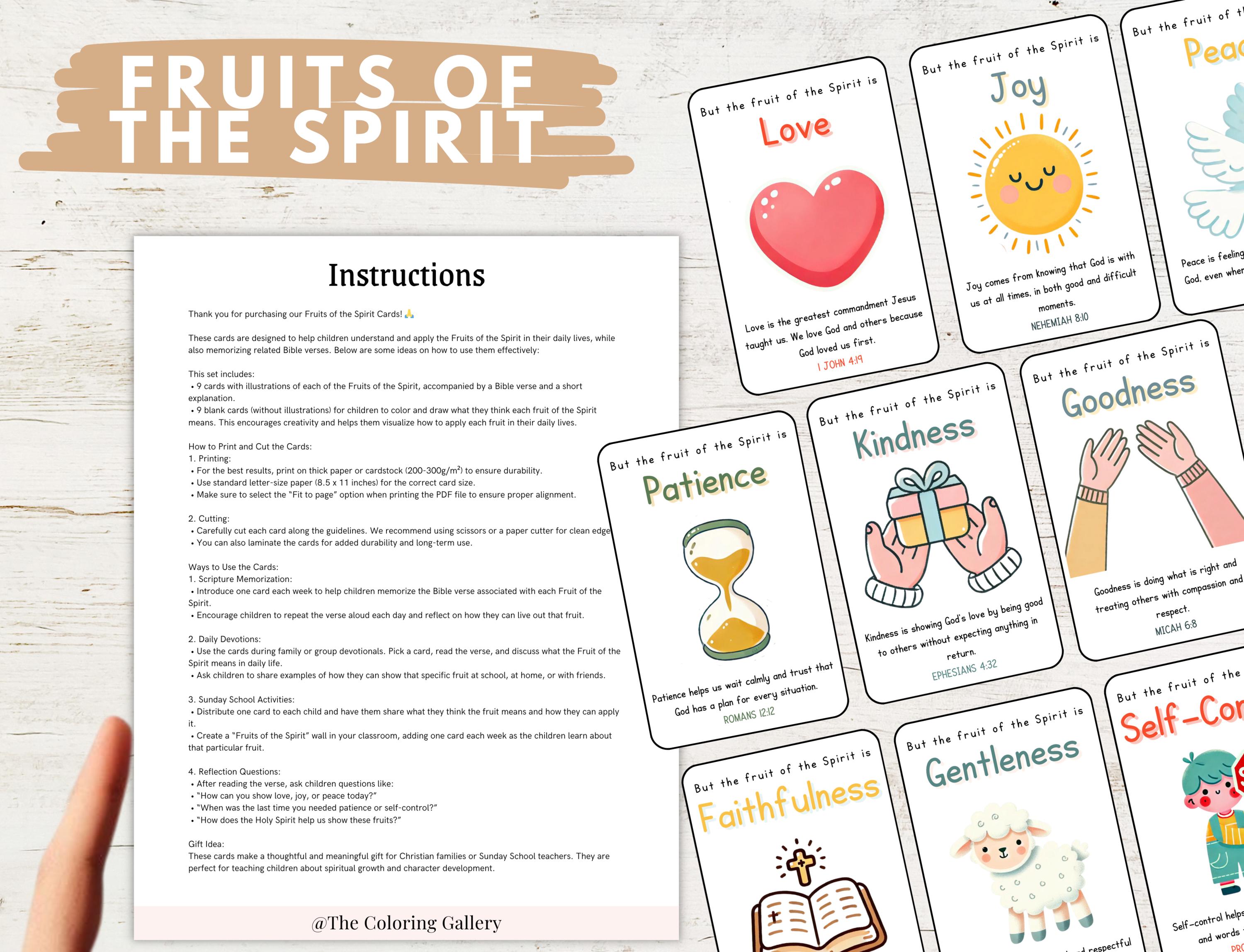 Fruits of the Spirit Cards | Christian Activity for Kids | Bible ...