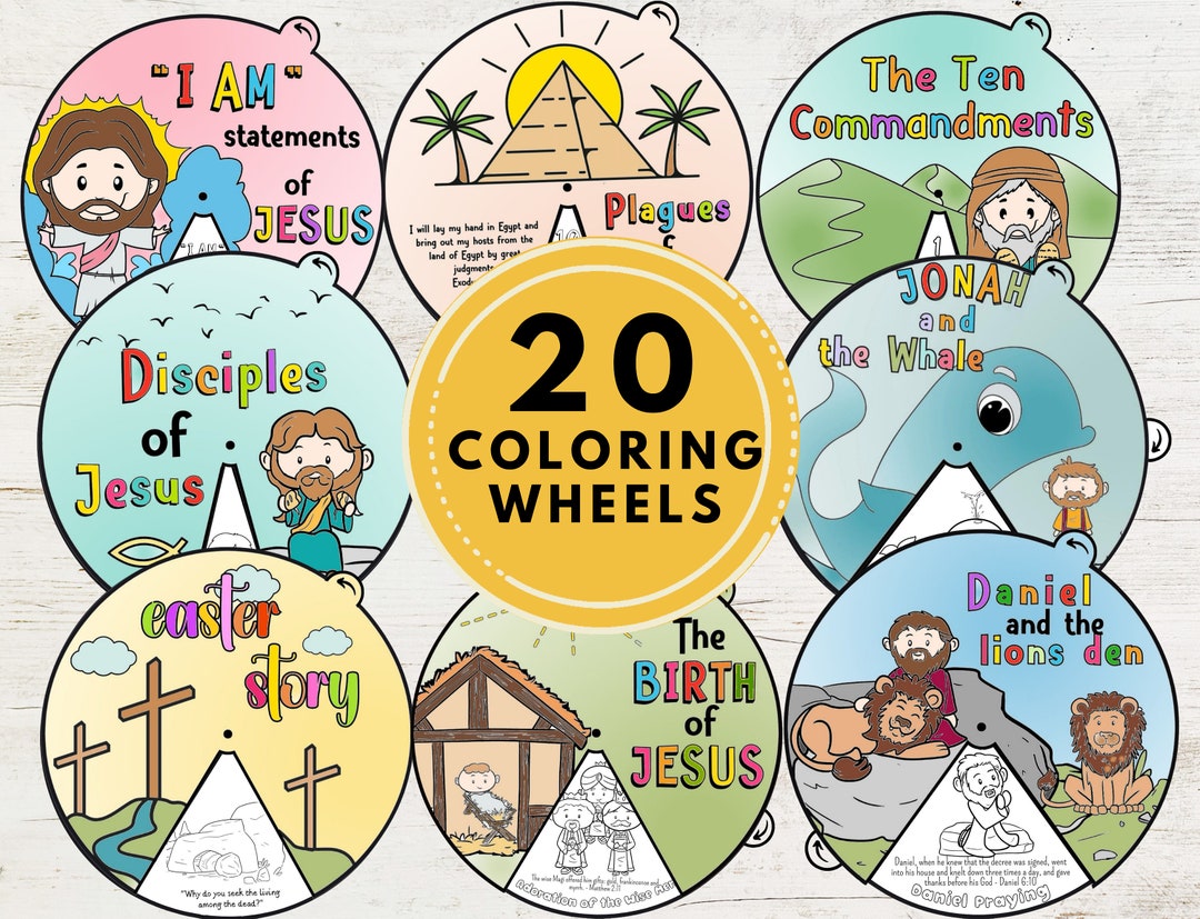 Coloring Wheel Bundle, Sunday School, Biblical Story, Coloring Wheel ...