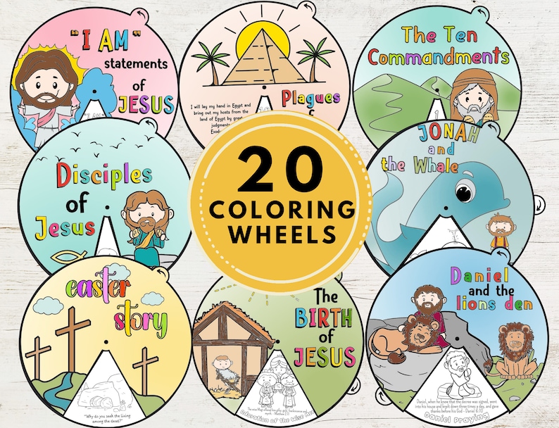 Coloring Wheel Bundle, Sunday School, Biblical Story, Coloring Wheel ...