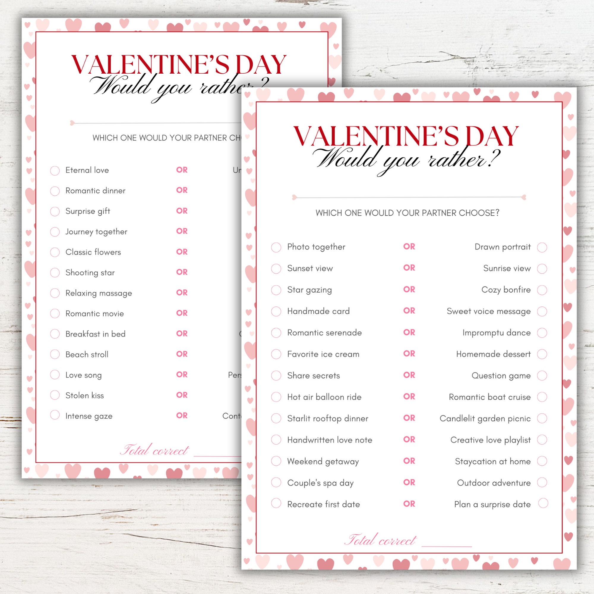 Valentines Day Would You Rather Game Valentines Day This or That Game ...