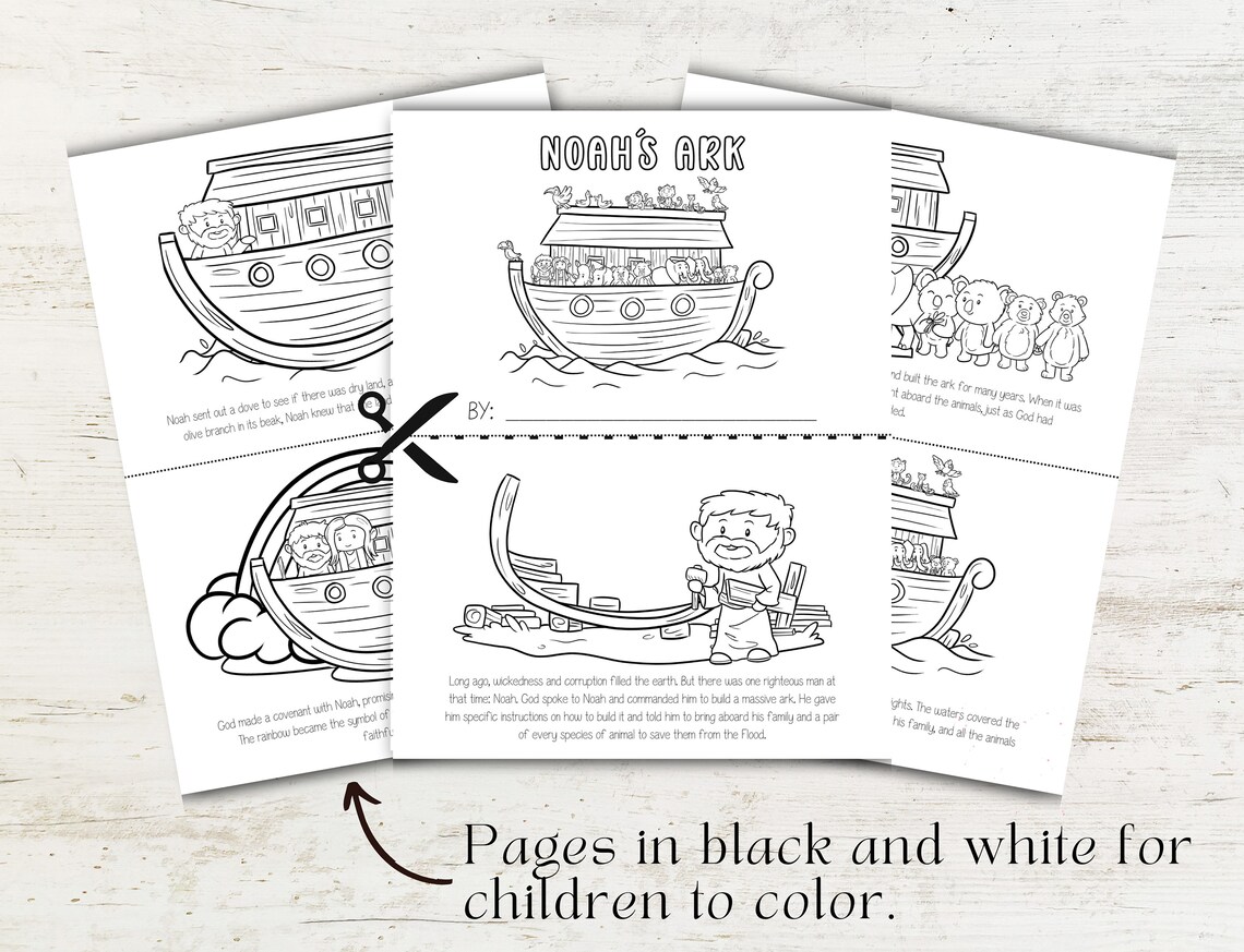 Noah Ark Printable for Kids, Printable Mini Book, Noah Ark Story, Kids ...