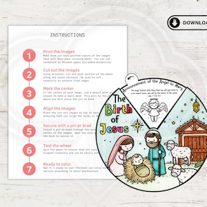The Birth of Jesus Coloring Wheel, Nativity Story Coloring Wheel ...