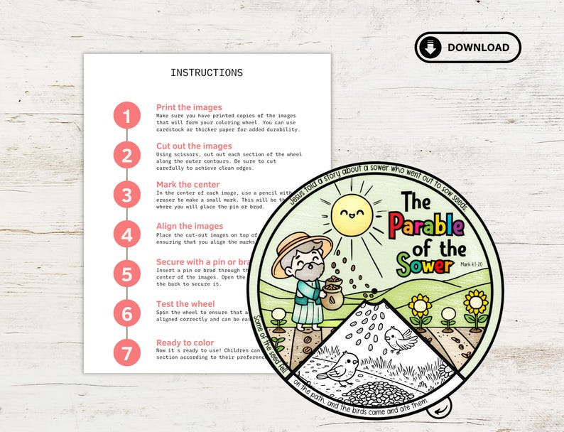 The Parable of the Sower Coloring Wheel, Coloring Wheel, Printable ...