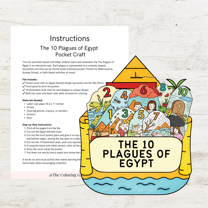 10 Plagues of Egypt Pocket Craft for Kids | Bible Coloring Activity ...