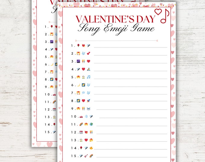 Valentine's Day Song Emoji Game, Printable Valentines Songs Game, Guess ...