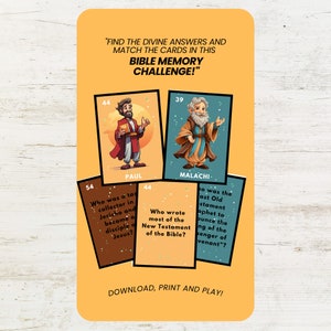 Bible Memory Game | Match 54 Bible Characters | Printable Bible Pairs ...