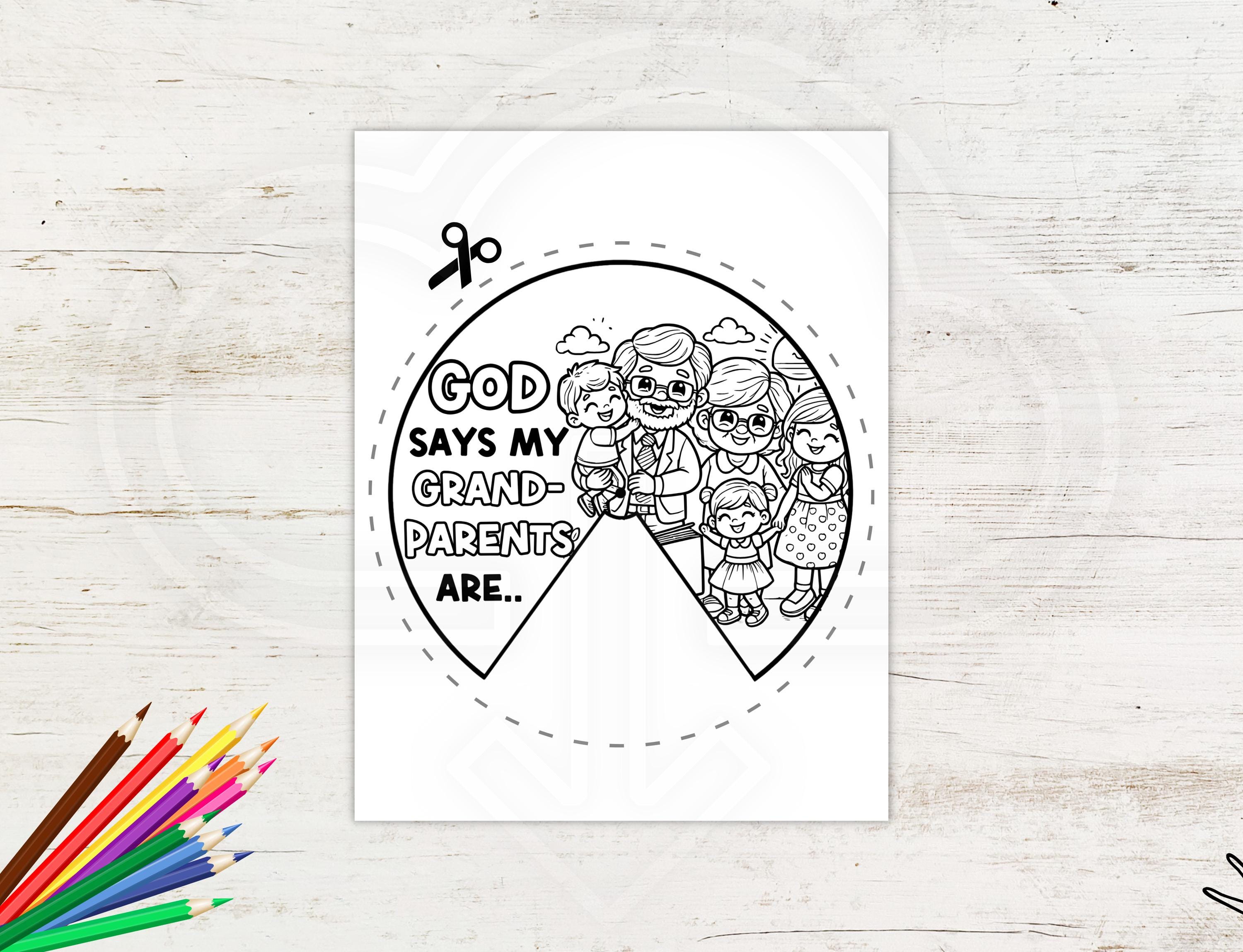 God Says My Grandparents Are - Coloring Wheel, Grandparents Day ...