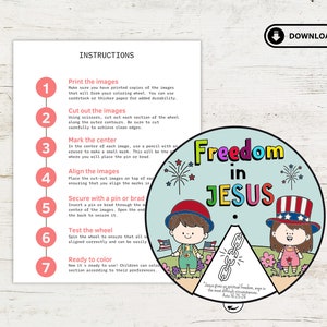 Freedom in Jesus Coloring Wheel, July 4th Coloring Wheel, Printable ...