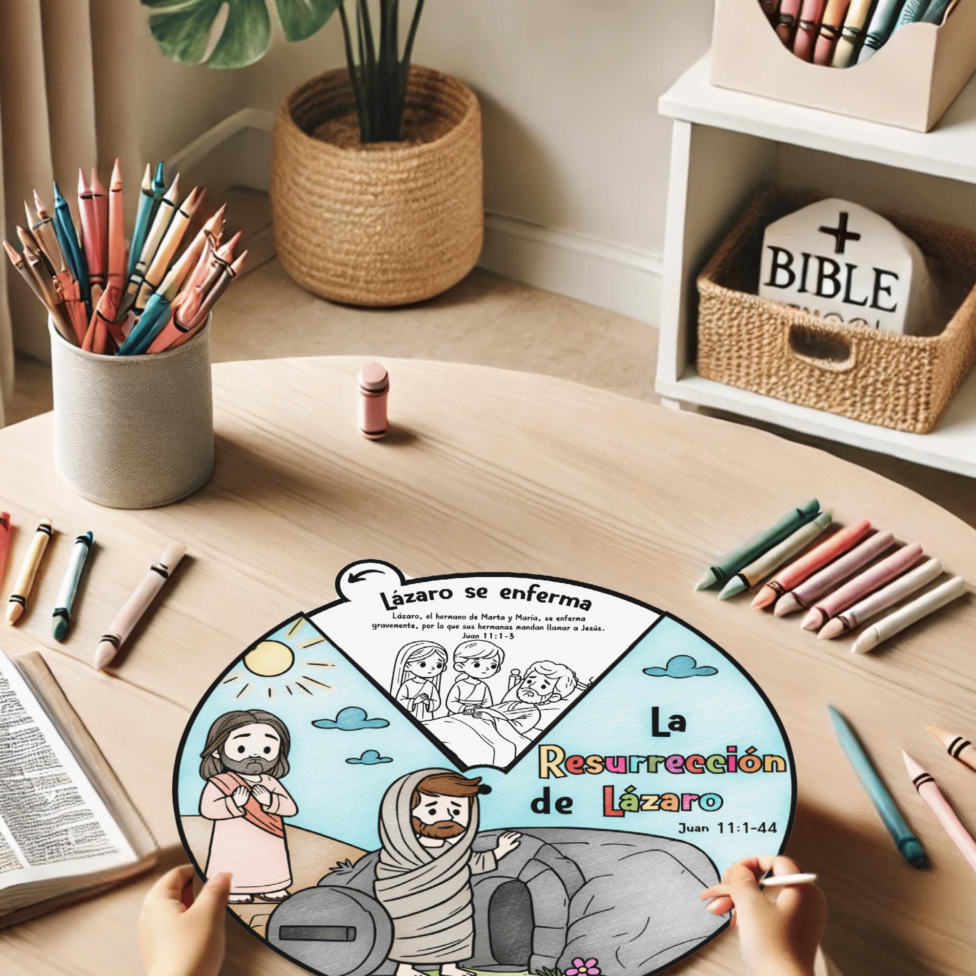 The Resurrection of Lazarus IN SPANISH - Coloring Wheel | Bible Story ...