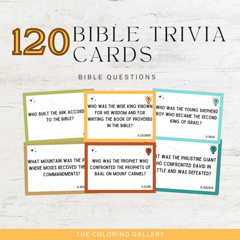 120 Bible Trivia Cards | Bible Trivia Questions | Printable Bible ...