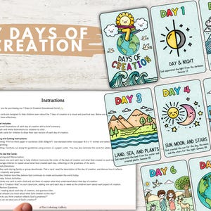 7 Days of Creation Educational Cards, Activity for Kids, Christian ...