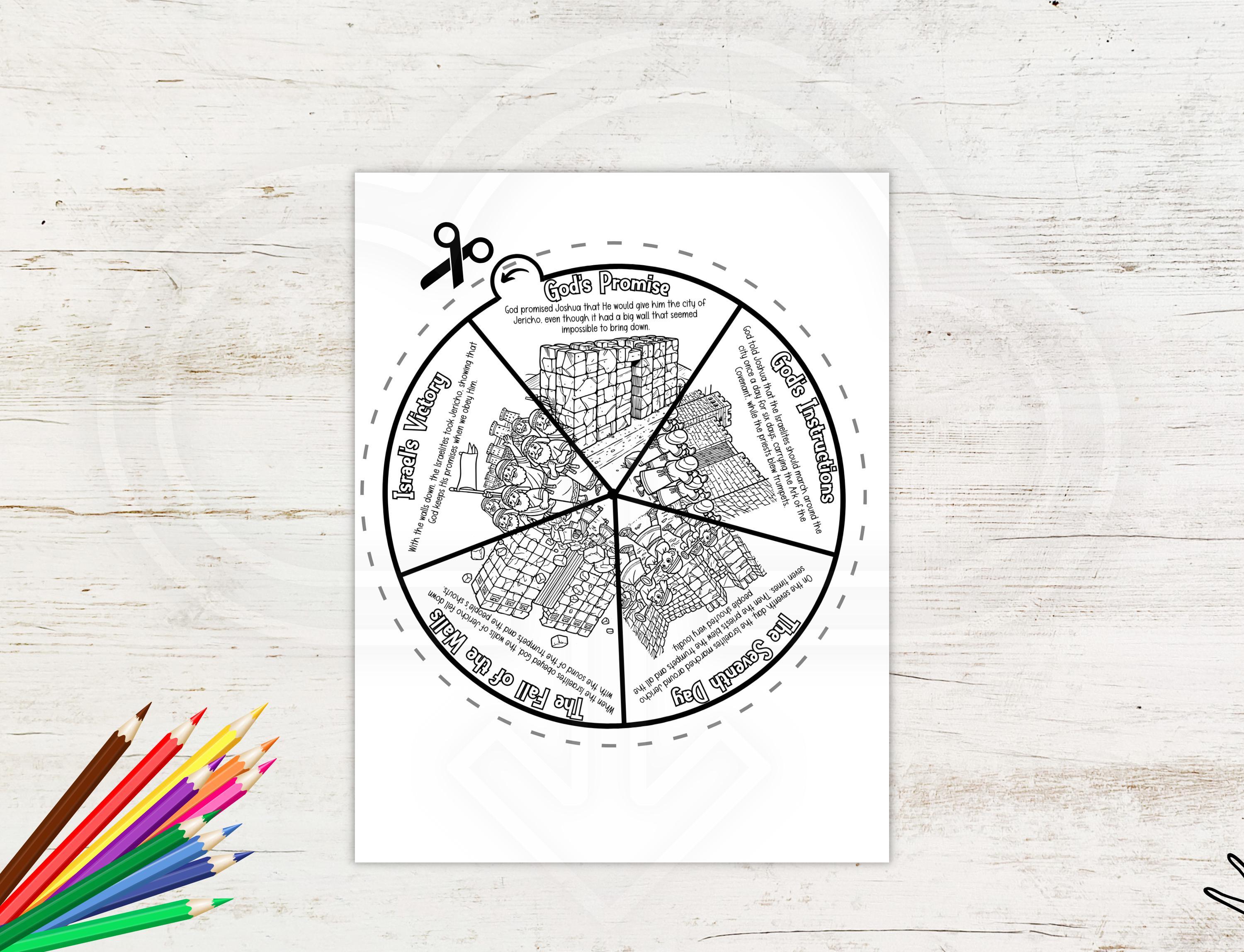 Joshua and the Battle of Jericho Coloring Wheel Bible Story Wheel ...