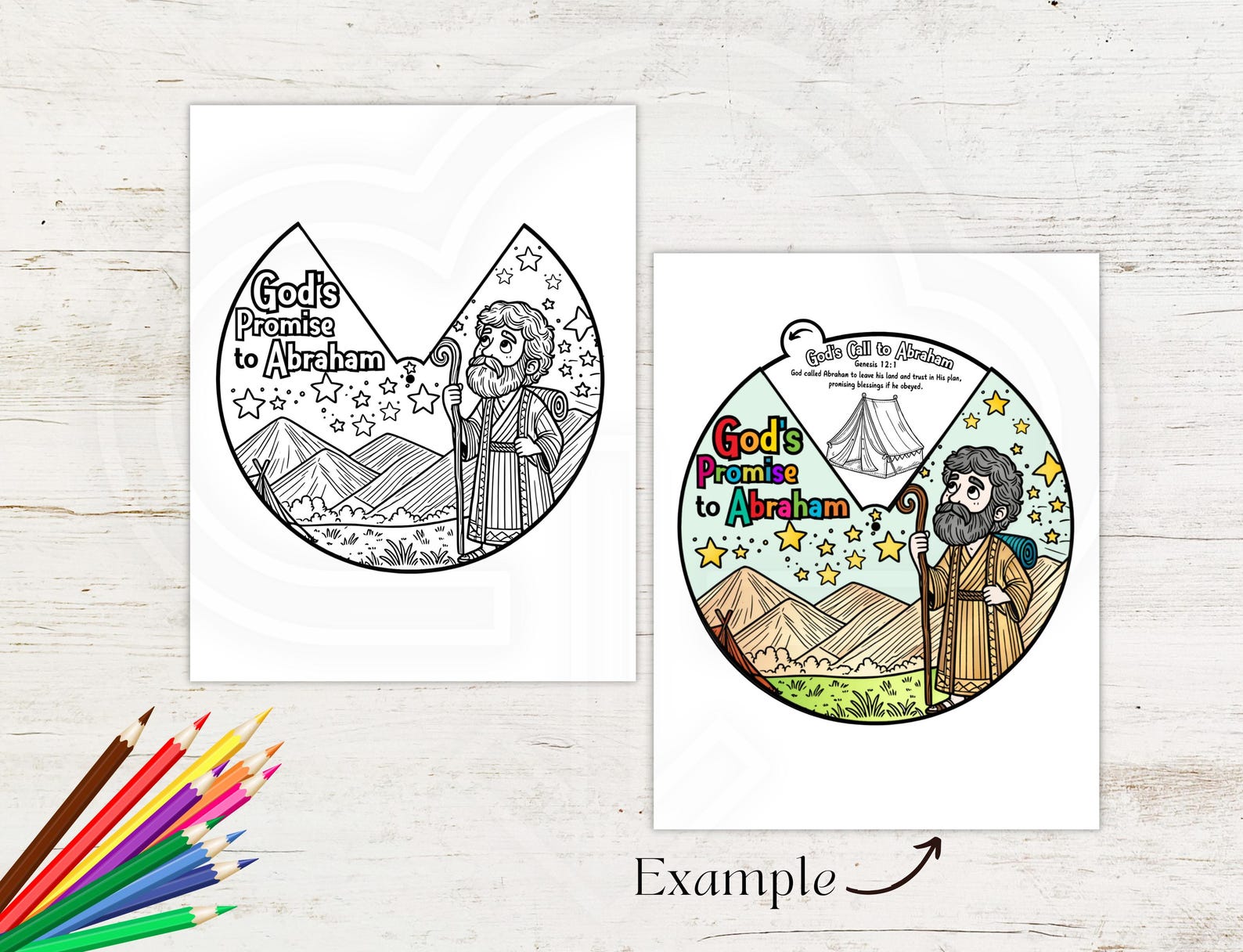 God's Promise to Abraham Coloring Wheel Bible Story Activity for Kids ...