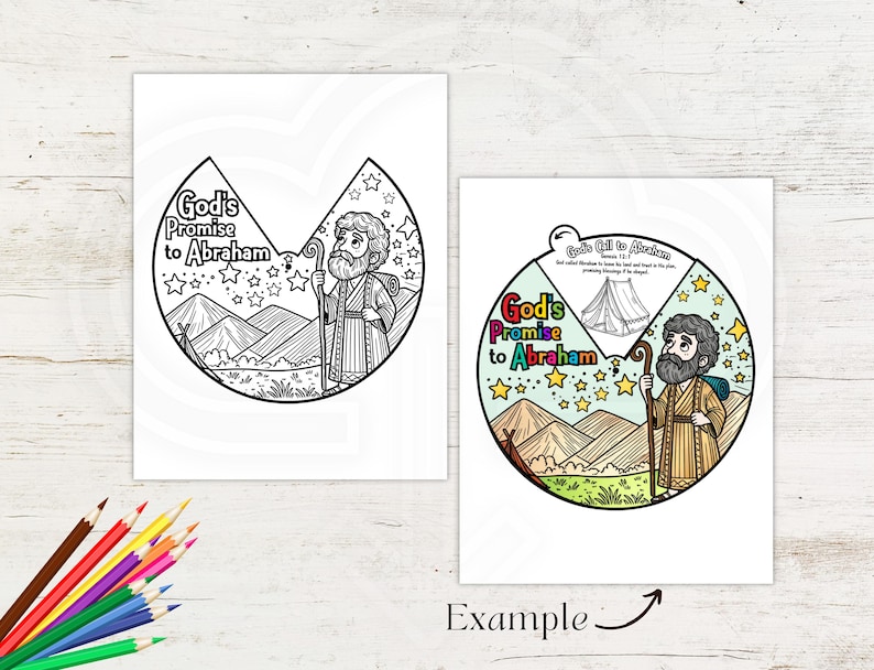 God's Promise to Abraham Coloring Wheel Bible Story Activity for Kids ...