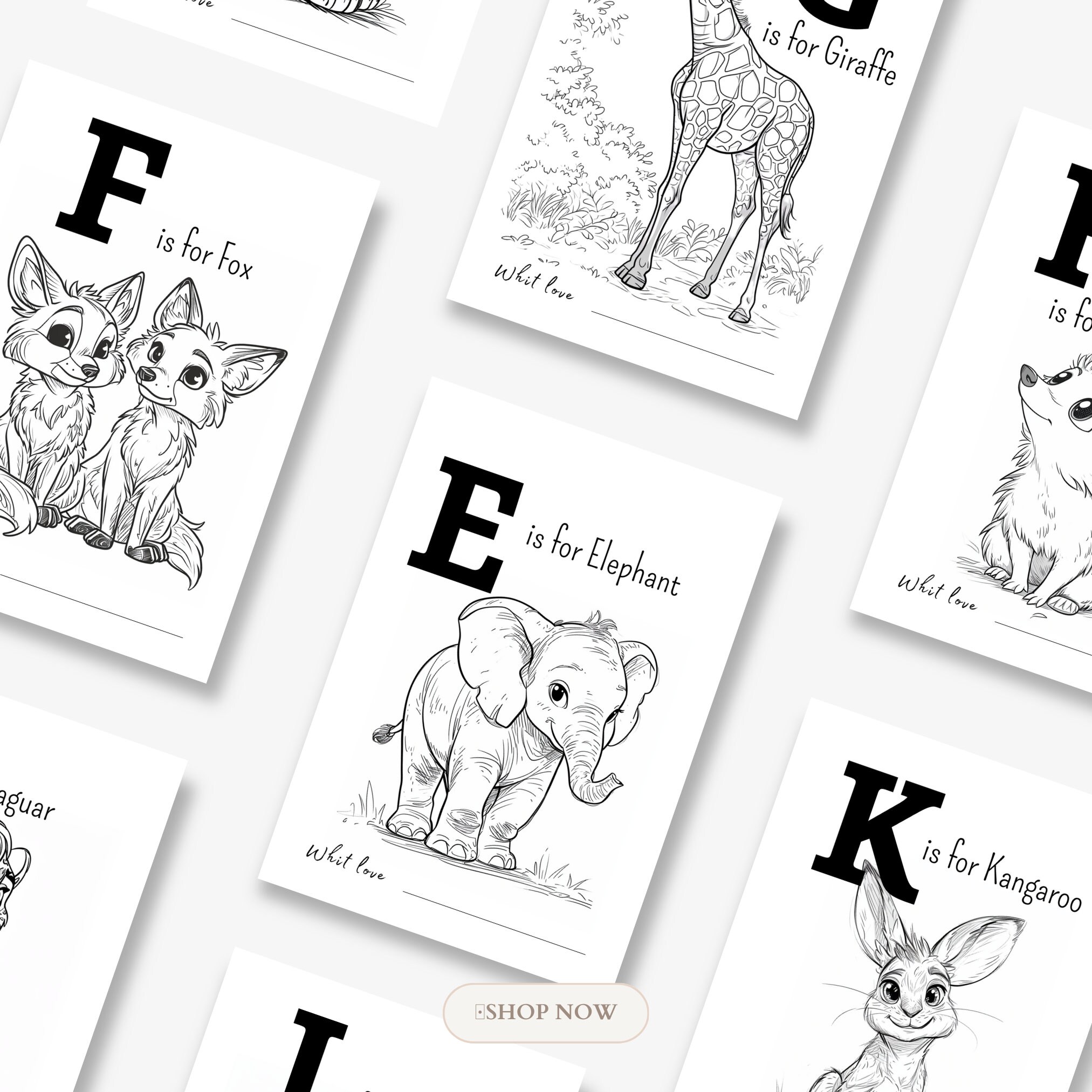 ABC Baby Shower Coloring Book | Animal Alphabet Coloring Pages | Baby ...