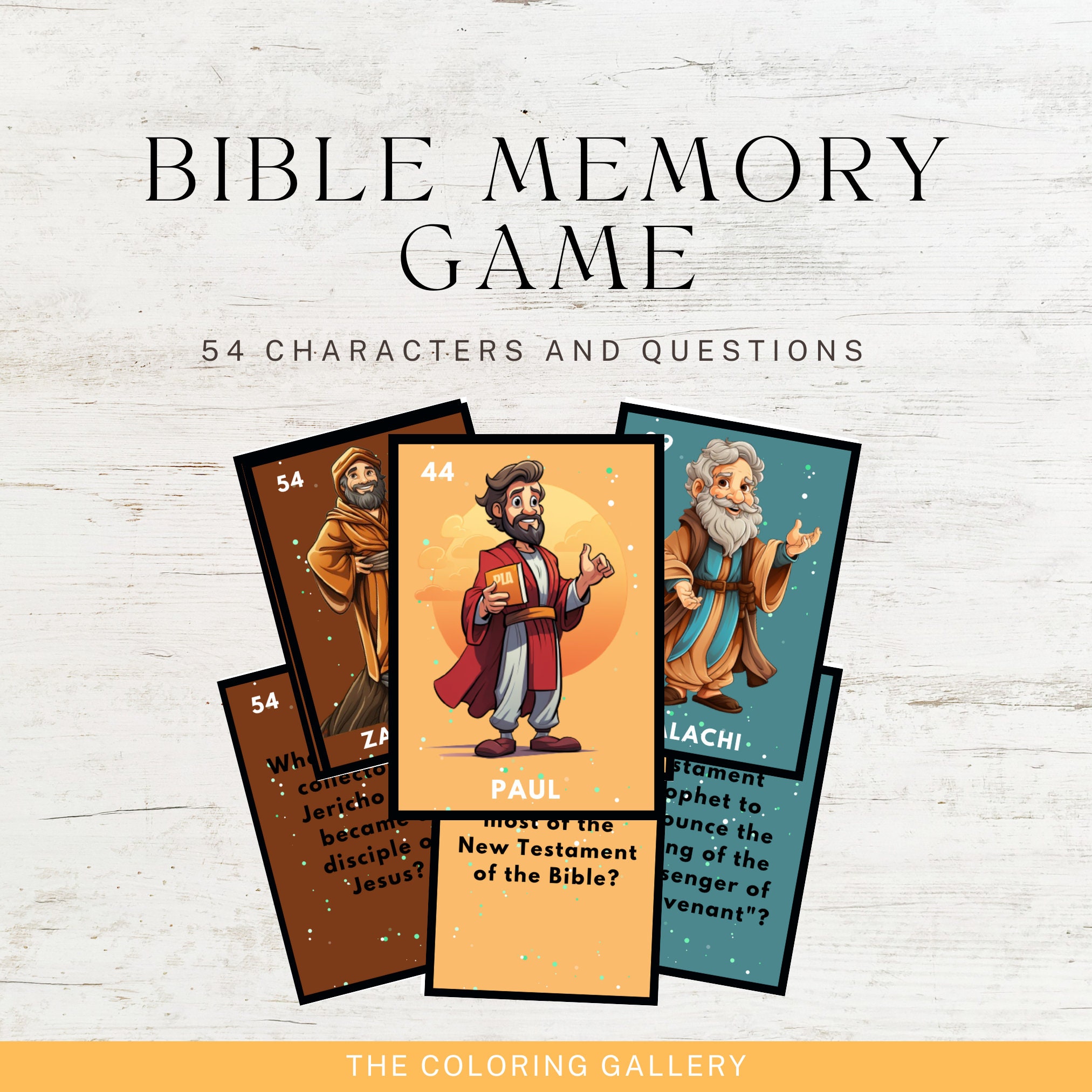 Bible Characters 4-in-1 Kit: "coloring Book, Bible Study, Memory Game ...