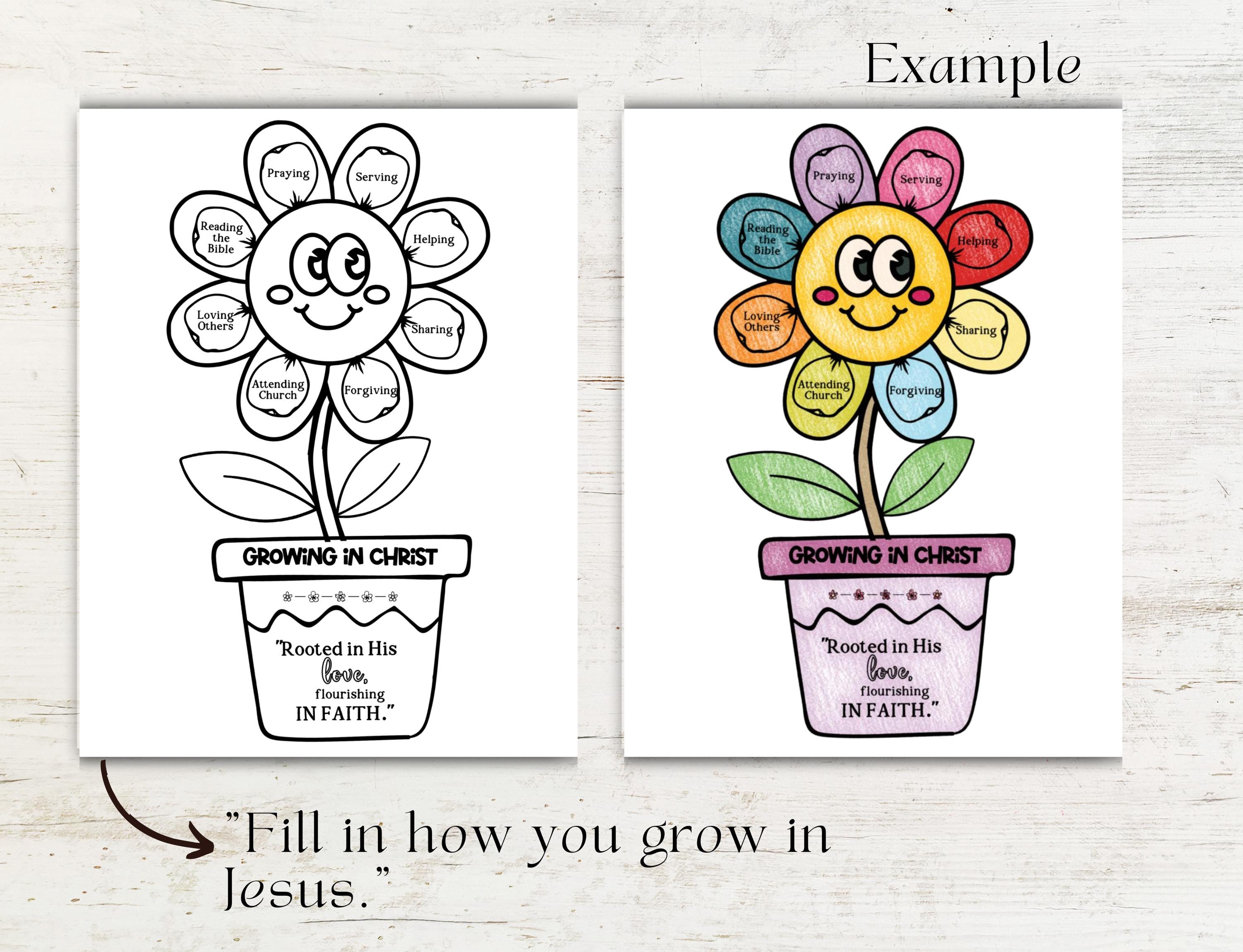 Growing in Christ Craft Activity for Kids, Bible Printable Activity ...