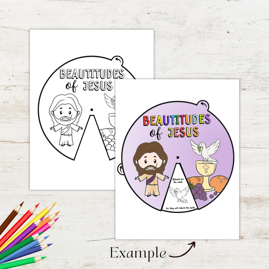 Beatitudes Coloring Wheel Bible Story Activities Printable Activity ...