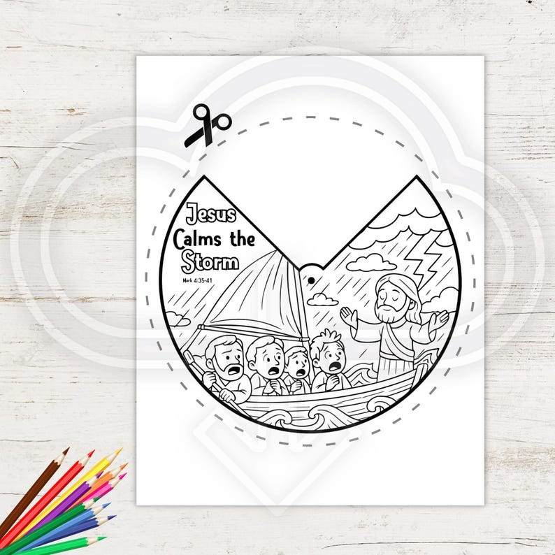 Jesus Calms the Storm - Coloring Wheel | Bible Activity for Kids ...