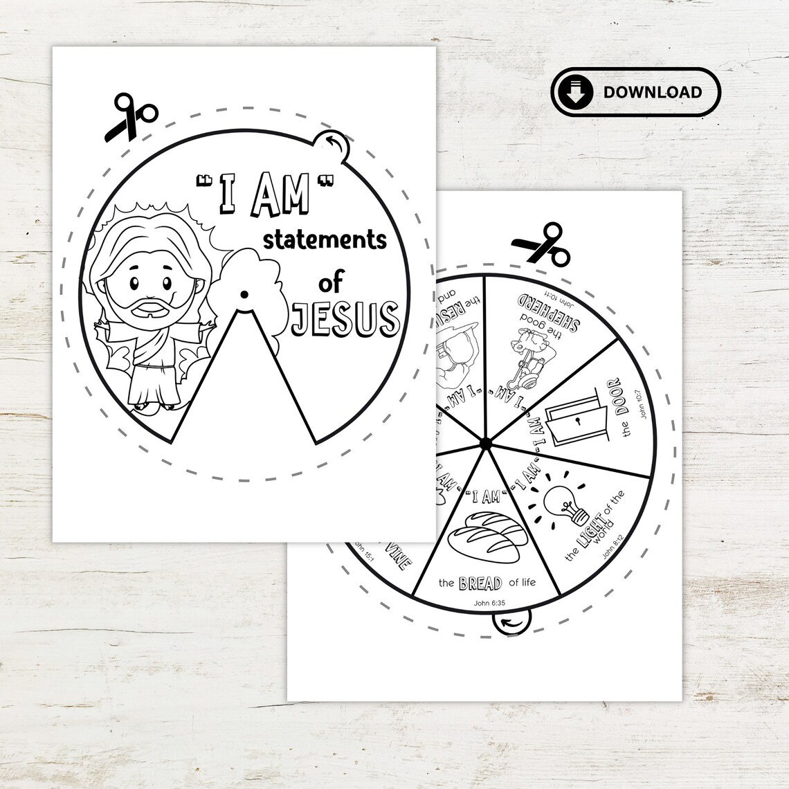 I Am Statements of Jesus Coloring Wheel Printable Bible Activity ...