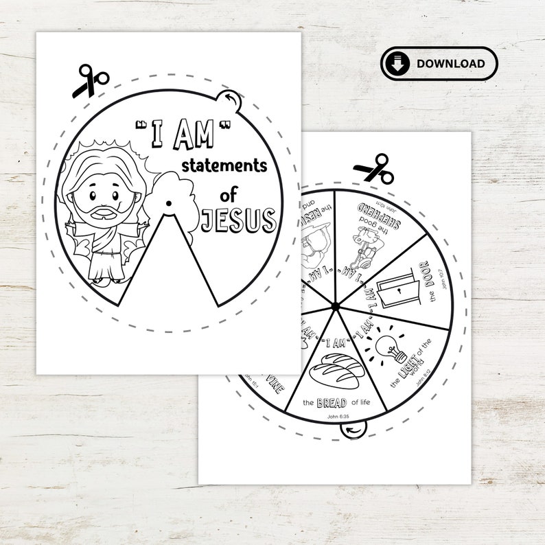 I Am Statements of Jesus Coloring Wheel | Printable Bible Activity ...