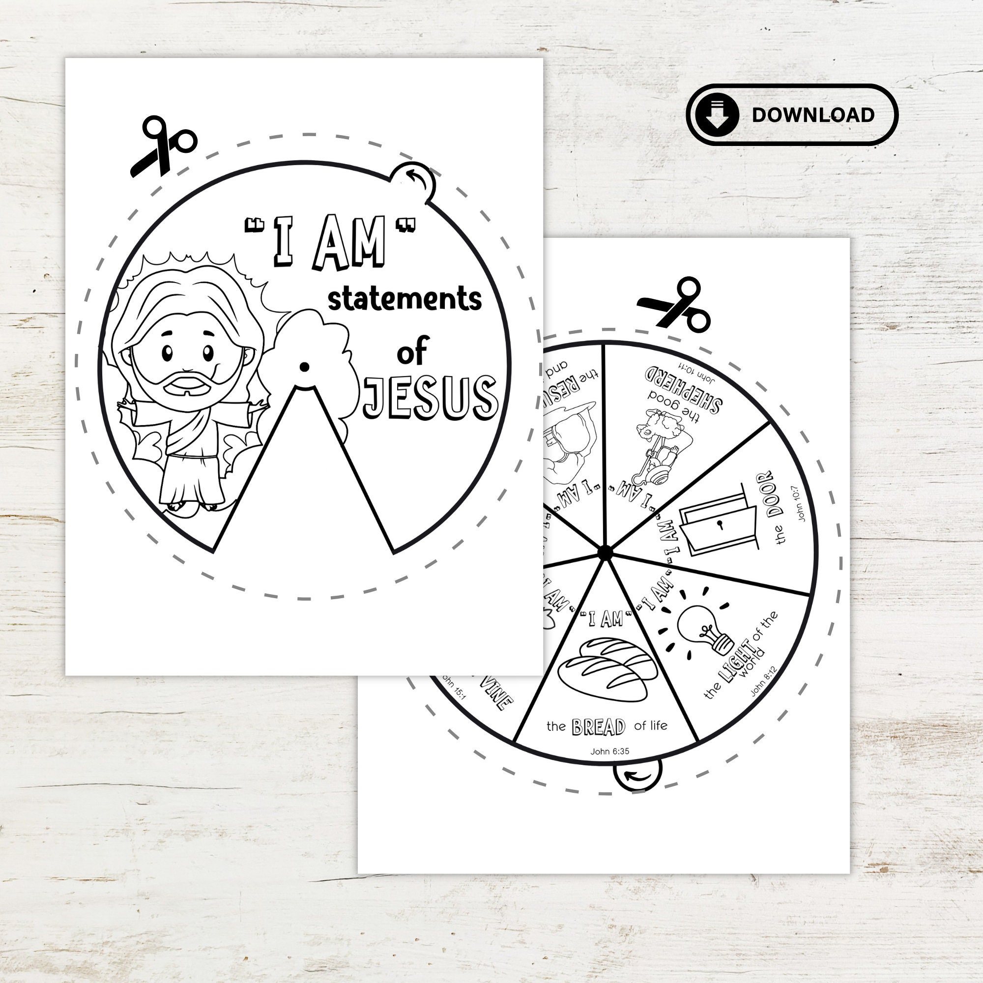 I Am Statements of Jesus Coloring Wheel Printable Bible Activity ...