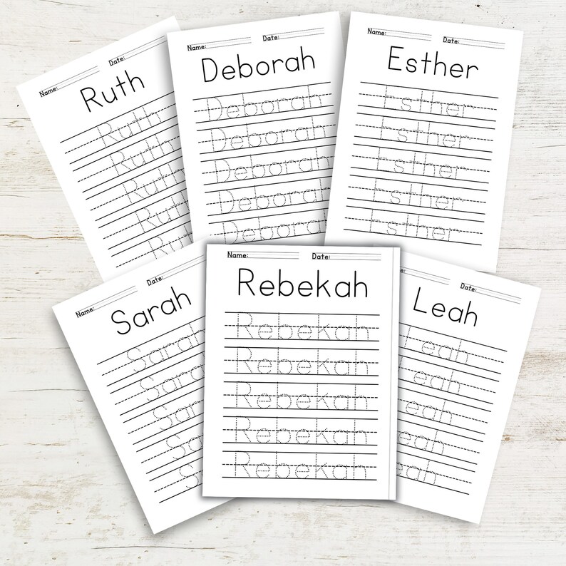 Names Tracing Sheet Handwriting Practice Biblical Names Tracing ...