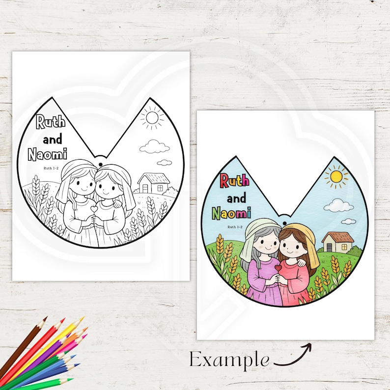 Ruth and Naomi Coloring Wheel | Bible Story Activity for Kids ...