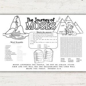 The Journey of Moses Placemat, Fun Bible Crafts and Activities for Kids ...