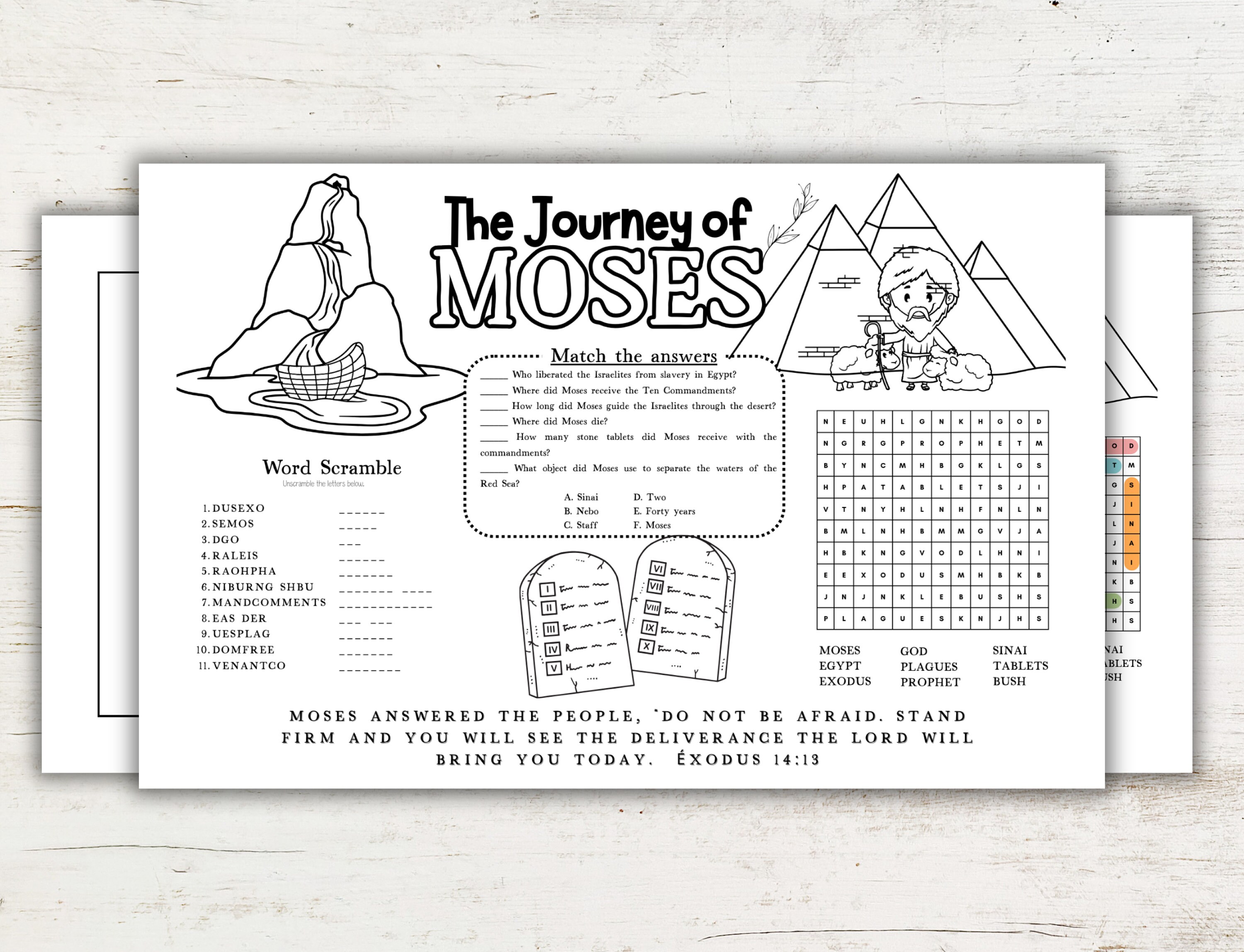 The Journey of Moses Placemat, Fun Bible Crafts and Activities for Kids ...