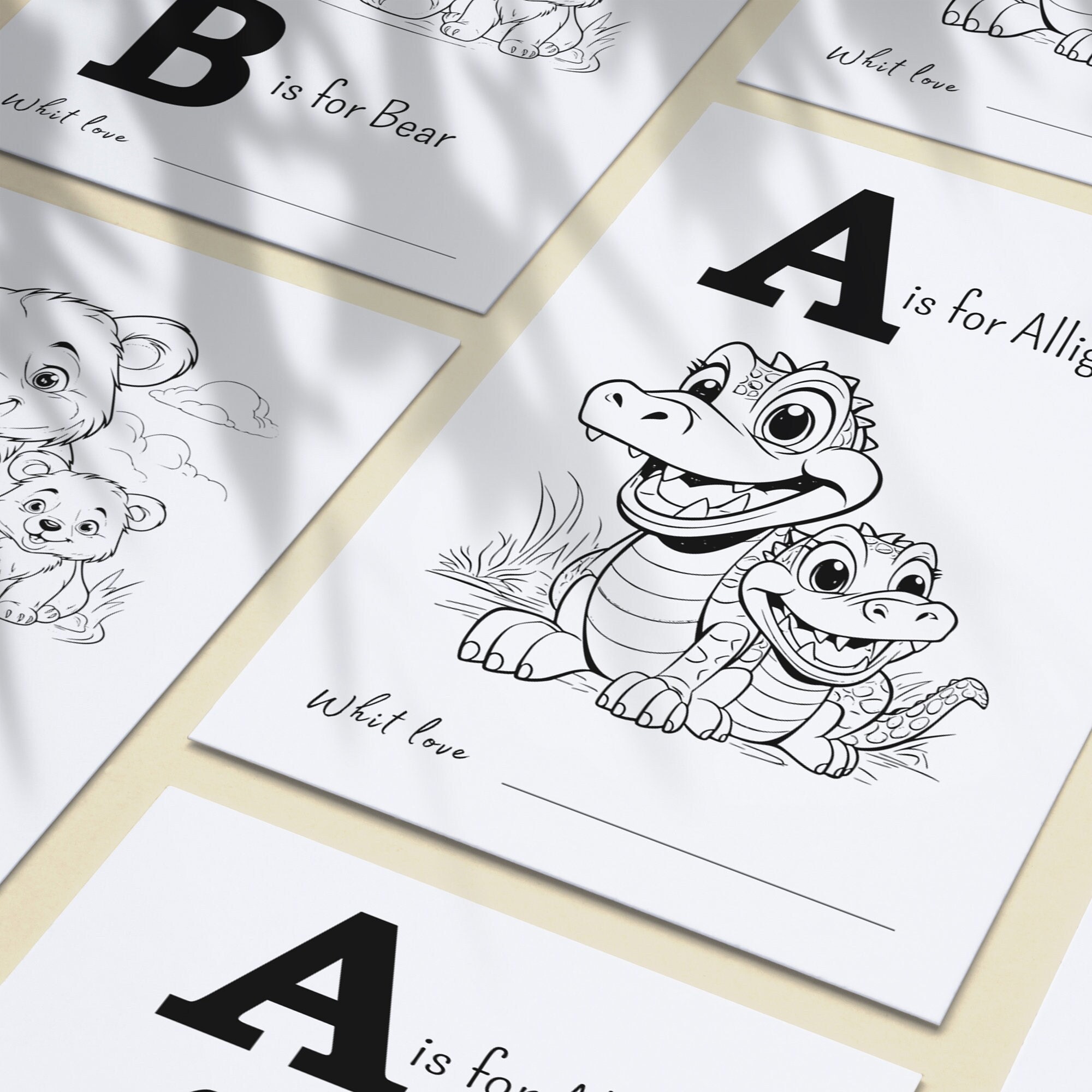 ABC Baby Shower Coloring Book | Animal Alphabet Coloring Pages | Baby ...